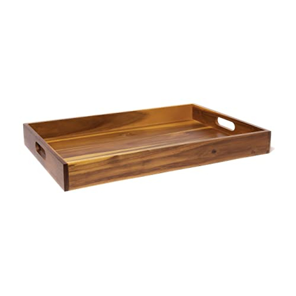 Lipper International 1295 Acacia Large Serving Tray with Cut-Out Handles for Snacks and Meals, 20 1/2" x 13 3/4" x 2 1/4"