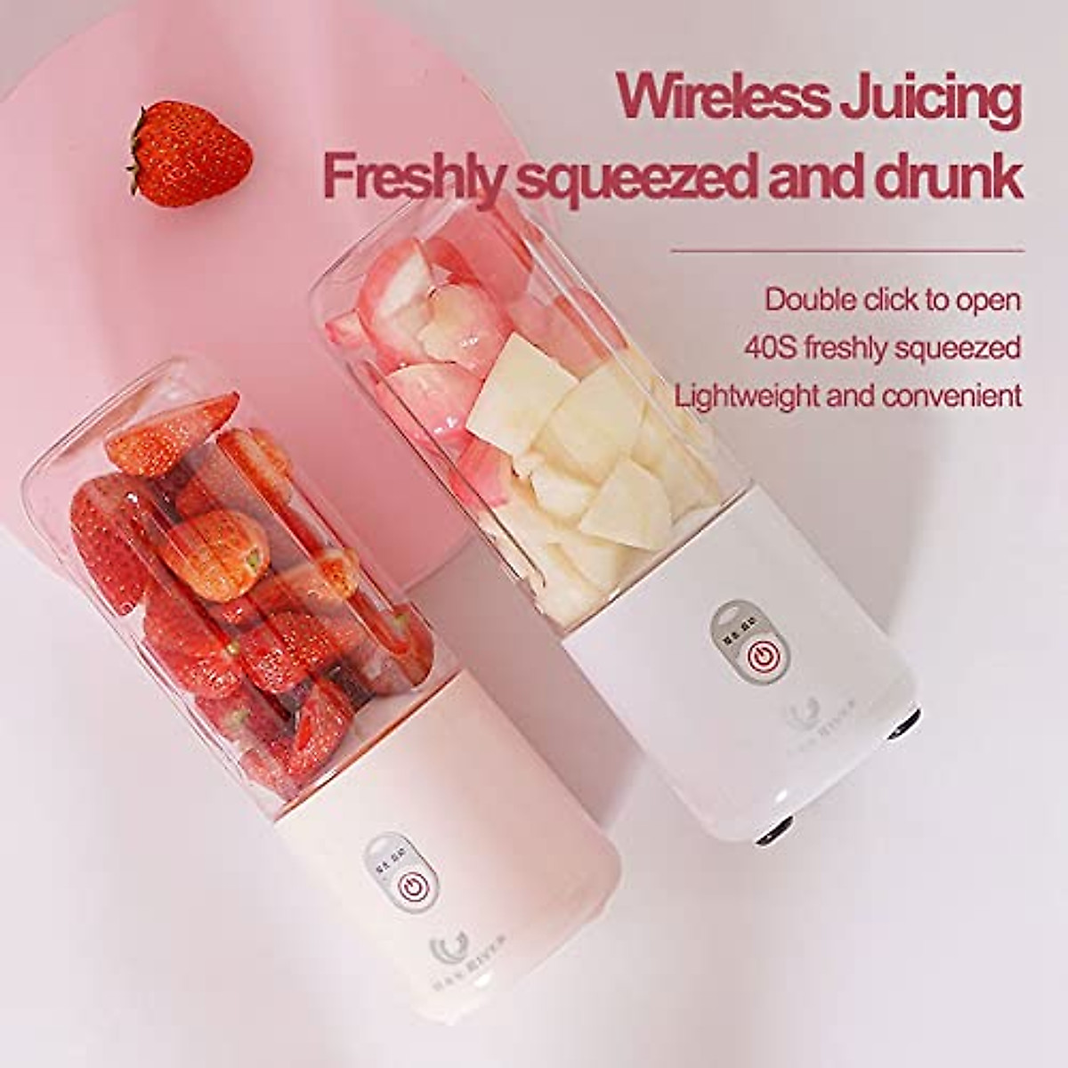 Pomojonbi Portable Blender Rechargeable Fruit Juice Mixer 6 Blades Electric Shake Cup Blender Smoothie Ice Crush Cup White
