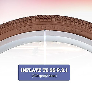 WEEROCK 20 Inch Bicycle Tire 20 * 2.125,Bike Tyre for BMX, MTB Mountain Bike,Child Kid Bike,Tricycle,Crusier Bicycle, Brown