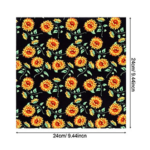 Konsait 10 Pcs Sunflower Fabric, 9.5" x 9.5" Quilters Fabric Squares for Sewing Patchwork, Pre- Cut Bohemia Leopard Print Quarters Quilting Bundles for Handmade Crafts Home Decoration Supplies