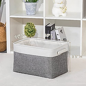 Araierd Storage Baskets for Shelves, Fabric Closet Storage Baskets Flodable Storage Baskets for Organizing Clothes, Toys, Rectangular(15" x 11" x 9.5" -Pack of 4)(White&Grey)