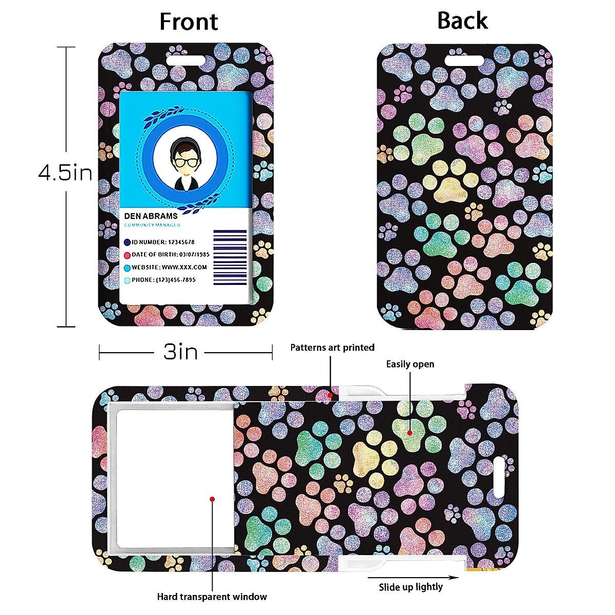 Dog Cat Paw Lanyards for Id Badges and Keys, Cute ID Badge Holder with Lanyard, Silicone Beaded Breakaway Lanyard for Women Teacher Nurse, ID Card Holder Name Badge, Lanyard Keychain