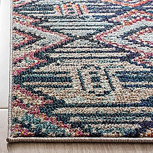 SAFAVIEH Madison Collection 10' x 14' Black / Orange MAD455Z Moroccan Boho Diamond Distressed Non-Shedding Living Room Bedroom Dining Home Office Area Rug