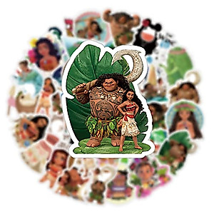 52Pcs Moana Stickers，Cartoon Aesthetic Vinyl Waterproof Sticker Decals for Water Bottle, Laptop, Phone, Scrapbook, Journaling Gifts for Kids Toddlers Teens Girls Adults Birthday Party Supplies Favors…