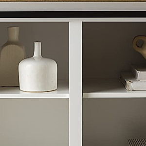 Walker Edison Richmond Modern Farmhouse Sliding Barn Door TV Stand for TVs up to 65 Inches, 58 Inch, White and Rustic Oak