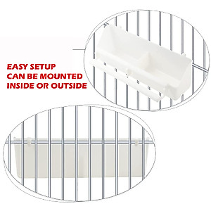 Lot of 2 Bird Cage Double Plastic Seed Water Feeder Cups