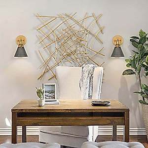 KSANA Gold Wall Sconces Lighting Fixture, Modern Vintage Wall Mounted Lamp 1-Light for Bedroom, Bathroom, Living Room, Antique Brass and Black Silver Finish