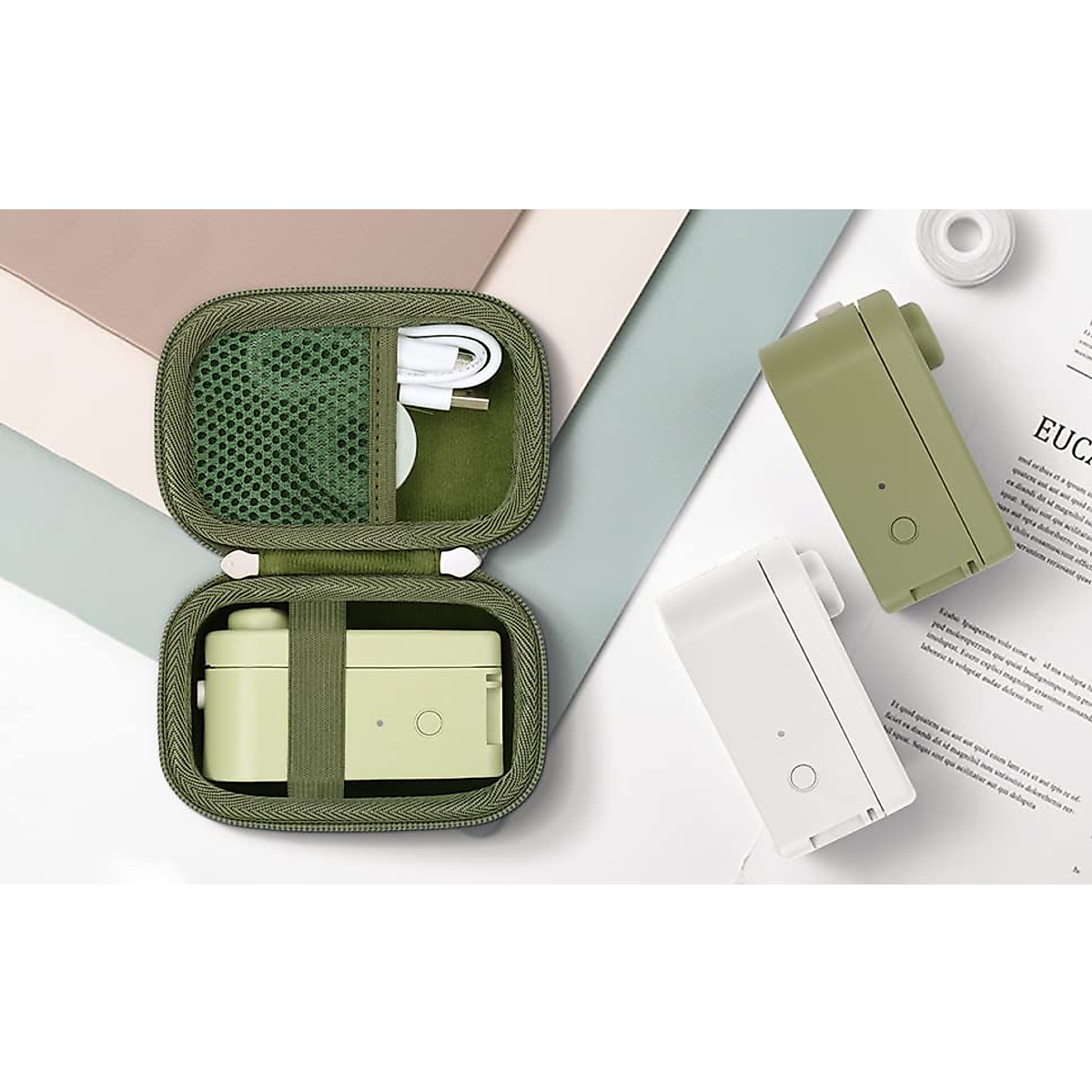 khanka Hard Travel Case Compatible with MakeID Label Maker Machine, Case Only (Green)