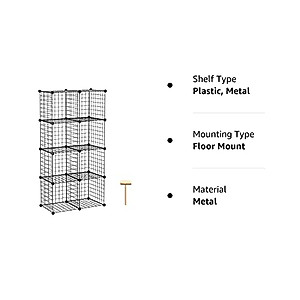 C&AHOME Wire Cube Storage, 8-Cube Organizer Metal C Grids Storage, Storage Bins Shelving, Modular Book Shelf, DIY Closet Cabinet Ideal for Living Room, Home, Office 24.8" L x 12.4" W x 48.4" H Black