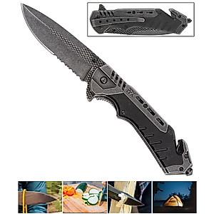 Serpentine G-10 Scale Serrated Emergency Stainless Steel Open Folding Pocket Knife Outdoor Survival Hunting Knife for Camping by Survival Steel