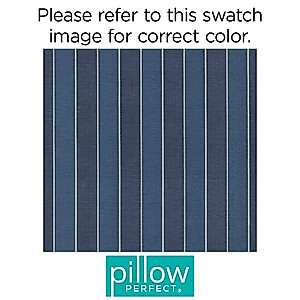 Pillow Perfect Stripe Indoor/Outdoor Split Back Chaise Lounge Cushion with Ties, Plush Fiber Fill, Weather, and Fade Resistant, 72.5" x 21", Blue/White Wickenburg, 1 Count