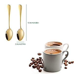 Set of 8, Gold Demitasse Espresso Spoon, SourceTon Gold Mini Coffee Spoons for Dessert, Coffee Sugar, Tea, Appetizer (4.9 Inch)
