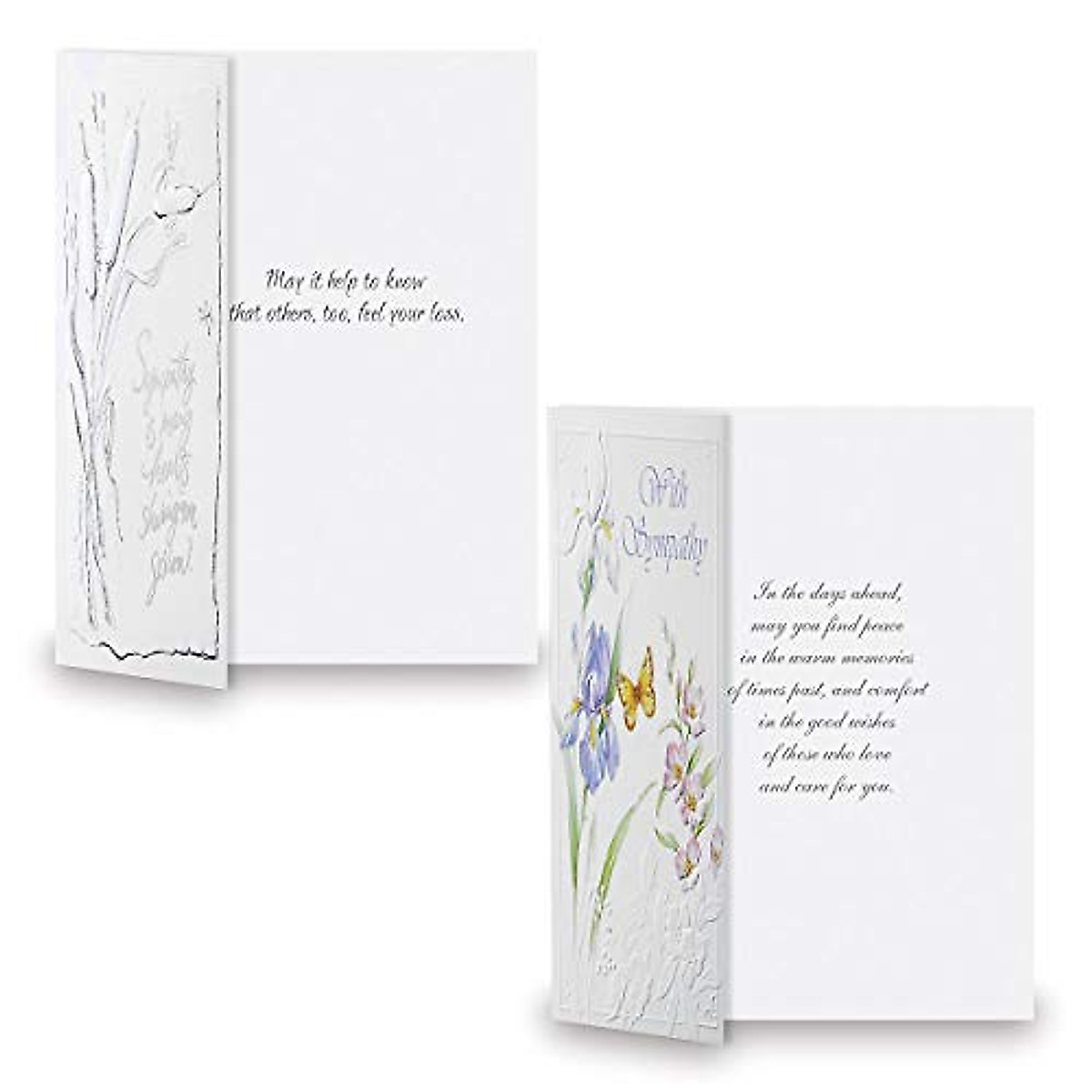Current Deluxe Foil Sympathy Greeting Cards Value Pack - Set of 16 (8 designs) Large 5 x 7, Foil & Embossed Accents, Sentiments Inside, Thinking of You in Sympathy Cards, Envelopes Included