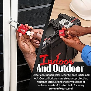 LP LOCK® Dual Pop-Up Padlocks. 2 Anodized Aluminum Locks w/ 4 Identical Keys. Durable, Lightweight, Rust Resistant. for Locker, Fence, Shed, Storage Unit, Toolbox & More - 3.25x1.54x0.55 Inches - Red