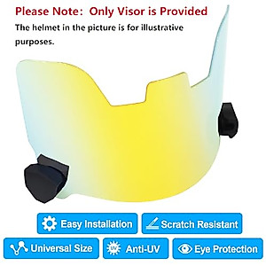 Clear Gold Football Visor, Football Helmet Visor for Adults&Youth, Eye Shield Visor with Football Visor Clips, Easy Install Football Visors for Helmet Football Protection Gear