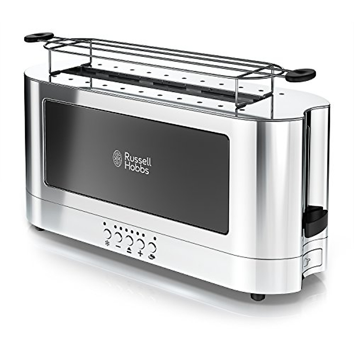 Russell Hobbs 2-Slice Glass Accent Long Toaster, Black & Stainless Steel, TRL9300BKR