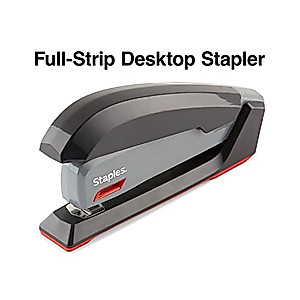 Staples 1798852 One-Touch Desktop Stapler Full-Strip Capacity Gray/Black/Red (44425)