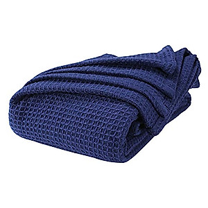 Goroly Home Farmhouse Cotton Throw Bed Blanket King - Perfect for Layering Any Bed - Provides Comfort and Warmth for Years - Navy - 102x90 Inch