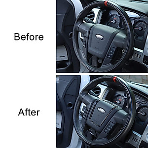 Voodonala for 2009-2014 Ford F150 ABS Carbon Fiber Steering Wheel Accessories Cover Trim, 1 pc