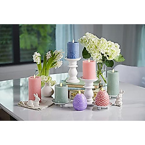 Luminara Rose Tan Egg Figural Flameless Moving Flame Candle, Unscented Real Wax LED Candle, Timer, Holiday Decoration Centerpiece (3"x4.25")