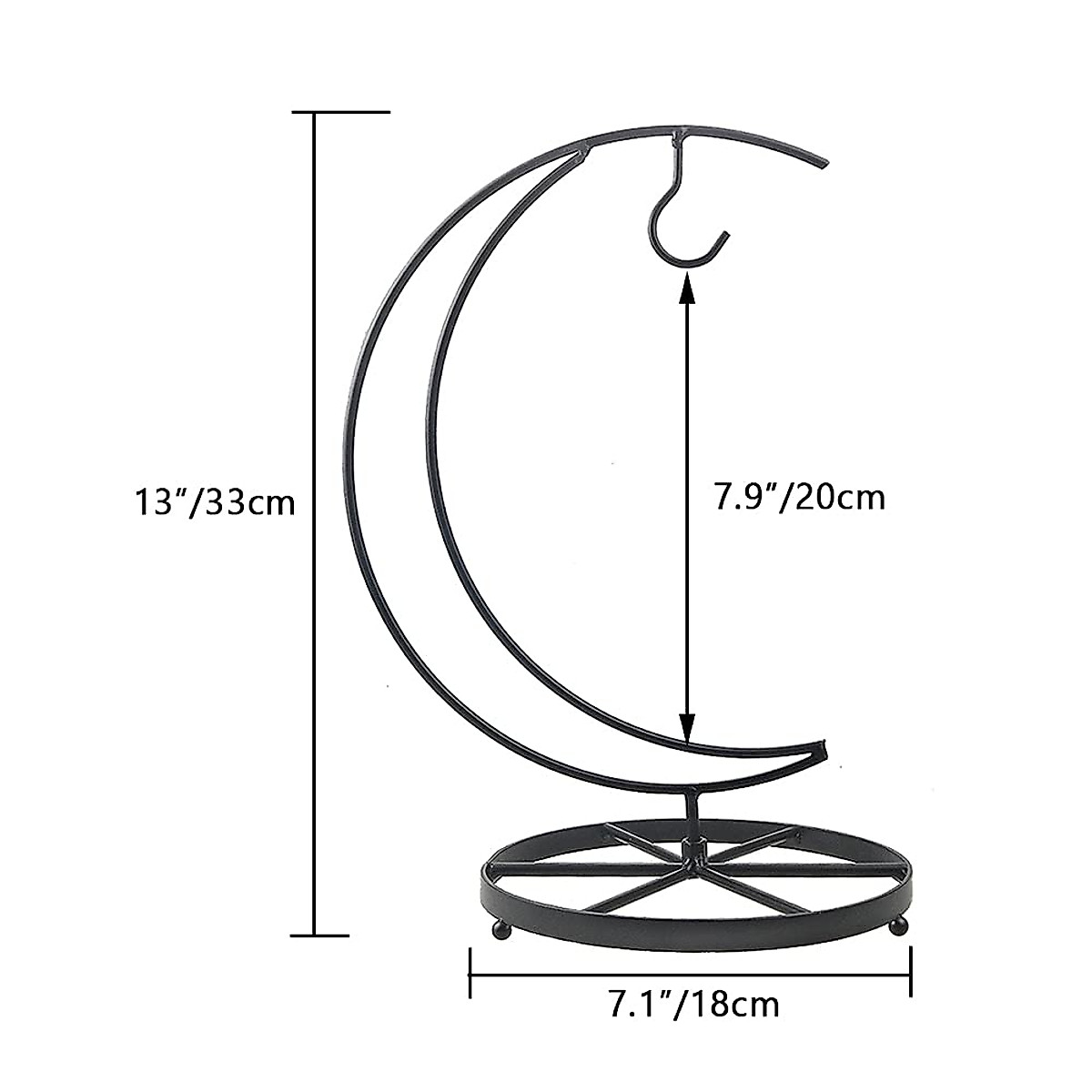 Banana Hanger Stainless Steel Holder Saver Stand Hook Keep Bananas from Bruising Black Kitchen Decor for Counter (7.1 * 7.9 * 13")