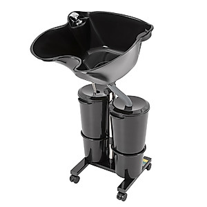 CNCEST Shampoo Bowl Shampoo Unit with Electric Pump,with 2x6.6Gal Bucket and Drain Hoses,38.18-52.36" Height Adjustable,Tilt Adjustable,9" Deep Basin,Barber and Hair Salon Accessories(New upgrade)