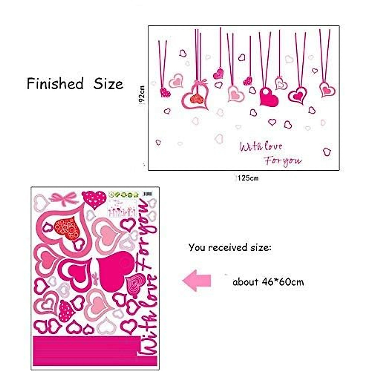 Red Love Hollow Heart Skirting Lines Wall Sticker Living Room Bedroom Nursery Flooring Line Decal Valentines Day Decor