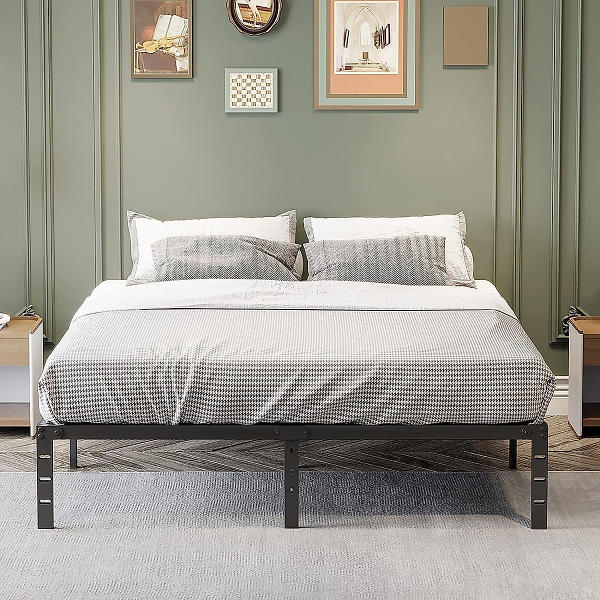 Allouncer Queen Bed Frame, Heavy Duty Bed Frame Queen Size, Metal Platform Bed Frame Queen Size with Under Frame Storage Space, No Box Spring Needed, Noise Free, Quick & Easy to Assembly