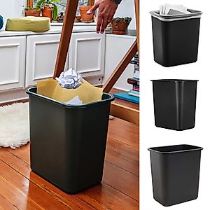New Space Saving Trash Wastebasket, Convenient Open Recycle Trash Can, Minimalist Rectangular Garbage Bin, Fits Narrow Spaces in Commercial, Kitchen, Home Office, and Dorm. (Black)