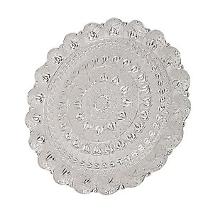 Turkish Tea Coffee Serving Tray Food Trays Vintage Style Embossed Pattern Round Coffee Plate for Bar Outdoor Dessert (Silver)