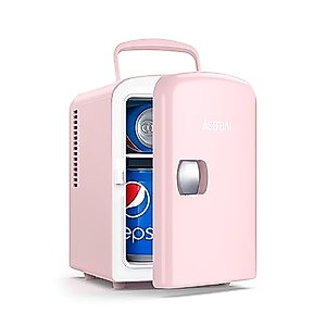 AstroAI Mini Fridge, 4 Liter/6 Can AC/DC Portable Thermoelectric Cooler and Warmer Refrigerators for Mother's Day Gift, Skincare, Beverage, Food, Home, Office and Car, ETL Listed (Pink)