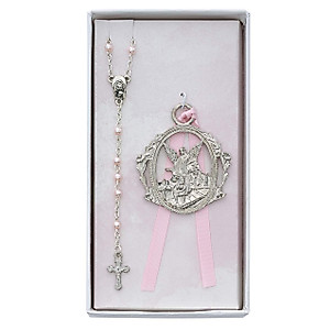Baby Pink Rosary & Crib Medal