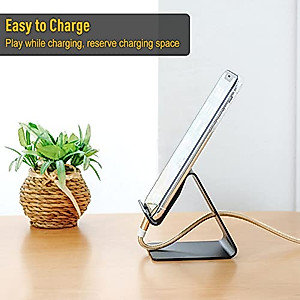 Cell Phone Stand,Desk Phone holder for Office, Home, Bed, School. Cute Desktop Facetime Phone Holder,Metal Phone Dock Cradle Compatible with Switch iPhone 14 13 12 11 iPad Mini, Tablet (Black)