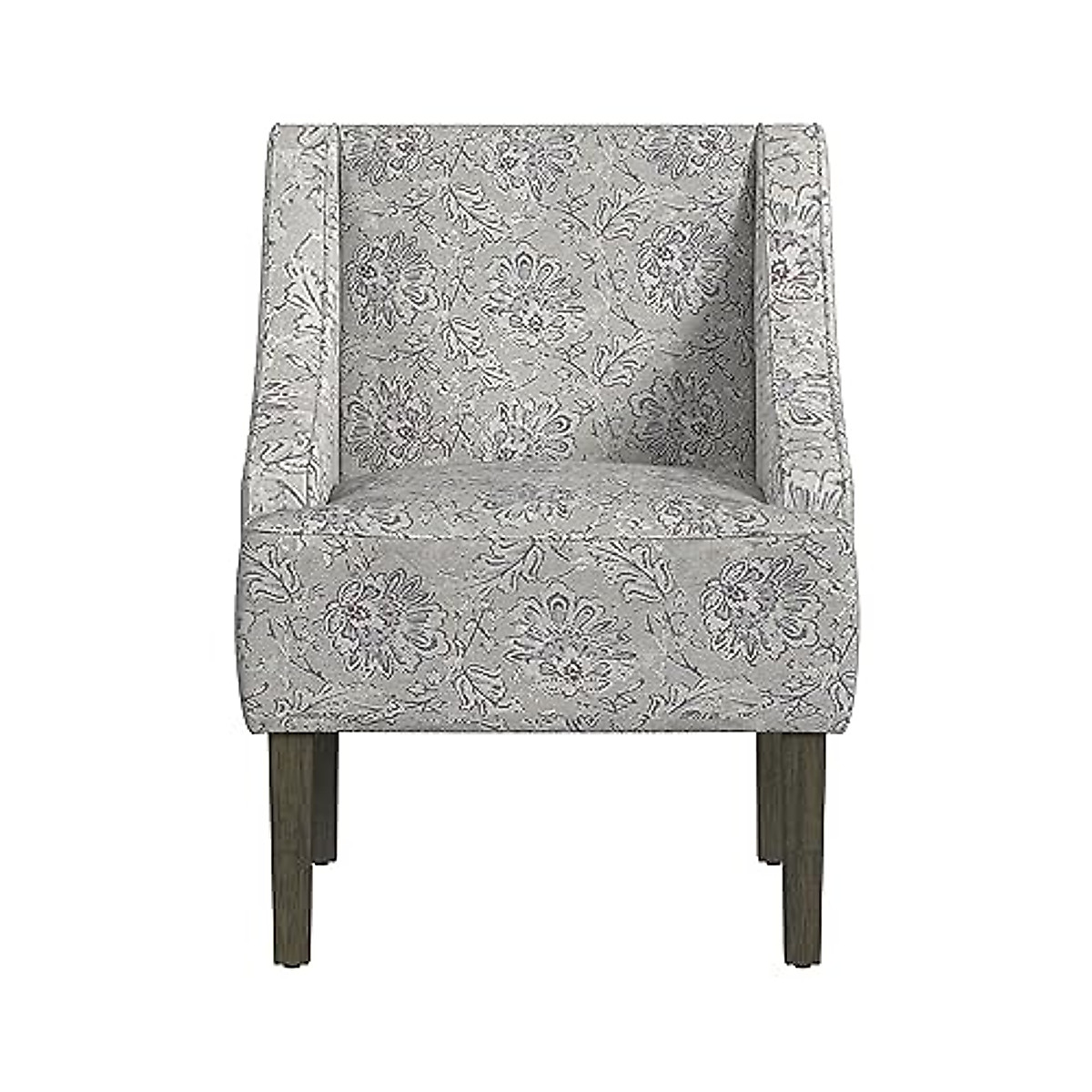 HomePop Home Decor | Upholstered Classic Swoop Arm Accent Chair | Accent Chairs for Living Room & Bedroom | Decorative Home Furniture, Gray Linen Artistic Floral Print