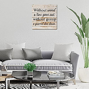 Wooden Signboard Without Wood A Fire Goes Out Without Gossip A Quarrel Dies Down Farmhouse Outdoor Wall Wooden Hanging Sign Rustic Entryway Home Decor 14" x 14"