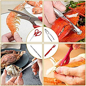 18 Pcs Seafood Tools Set including 8 Forks 4 Lobster Crackers Nut Cracker and 4 Lobster Crab Mallets 2 Seafood Scissors