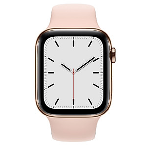 Apple Watch Series 5 44mm GPS Cellular Stainless Steel Gold Case Pink Sport Band Smartwatch (Renewed)