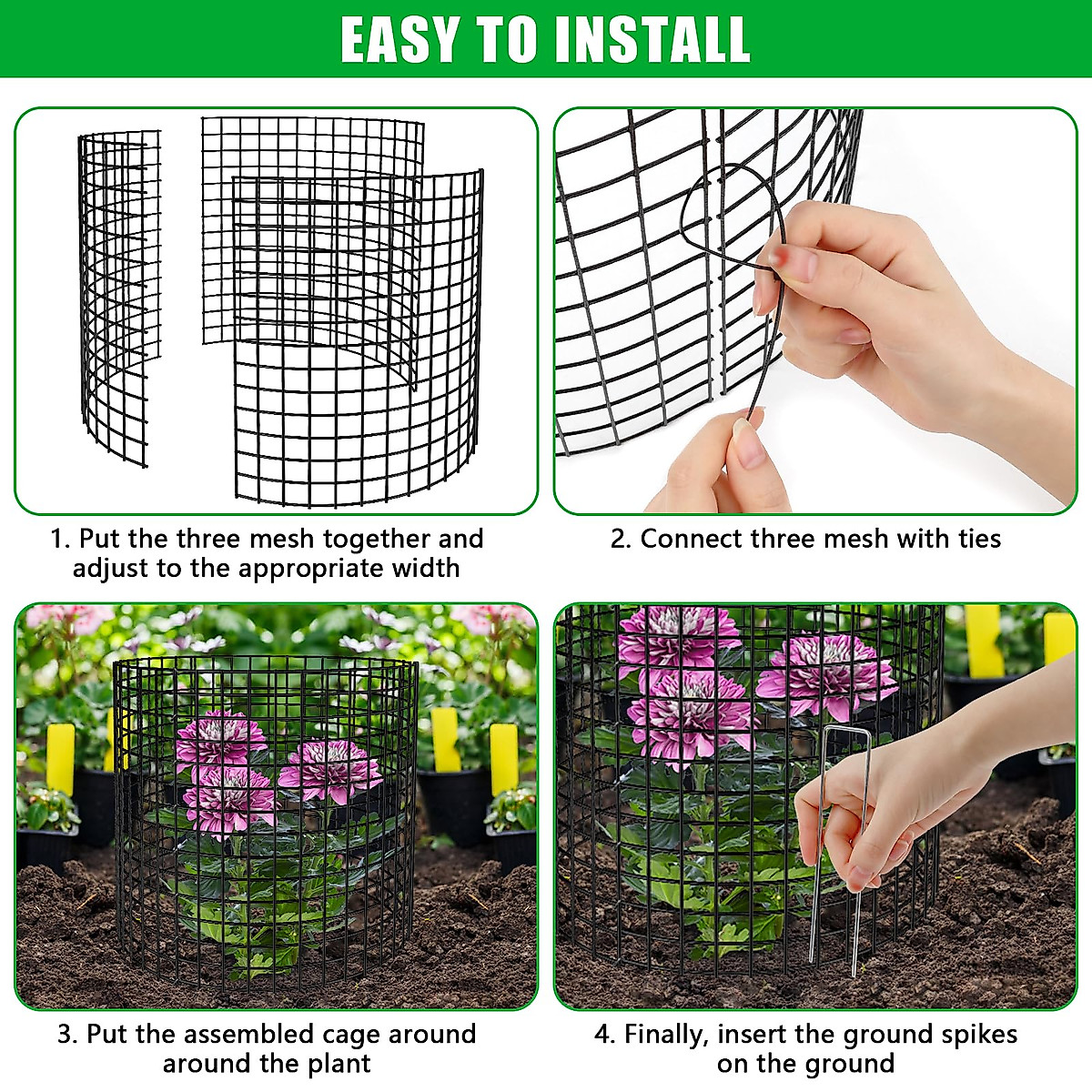 5 Pack Plant Protector from Animals, 13x12 inch Wire Plant Cages Mesh Plant Cage Garden Plant Protector, Sturdy Bunny Barricades Chicken Wire Cloche Plant Protectors for Keeping Bunny Animals Out