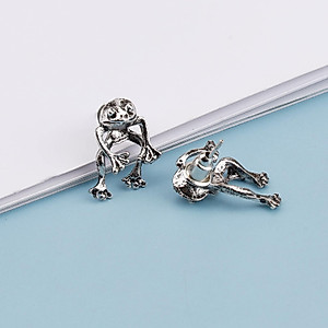 Yheakne Punk Frog Ear Jacket Earrings Silver Frog Dangle Earrings Minimalist Earrings Petite Animal Earrings Jewelry for Women and Girls Gifts