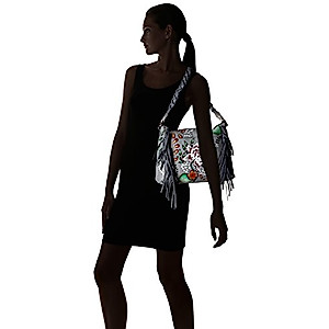 Anna by Anuschka Women's Genuine Leather Medium Fringed Hobo Shoulder bag | Hand Painted Original Artwork | Garden of Eden