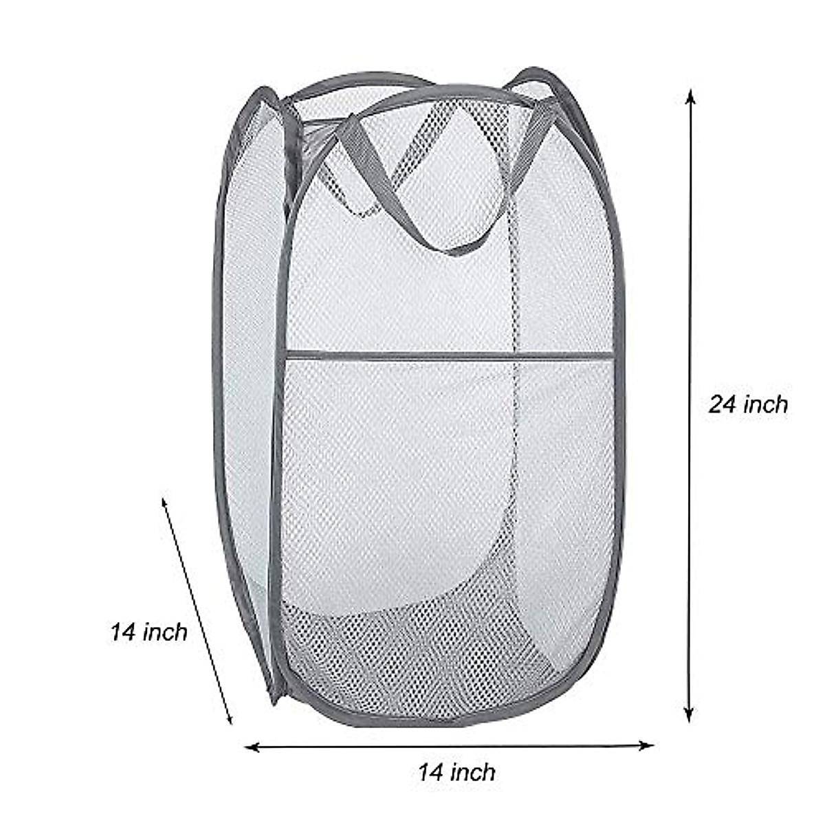 Larpur Popup Mesh Laundry Basket, Collapsible Laundry Hamper Portable Clothes Washing Laundry Hamper with Reinforced Carry Handles for Home, Dormitories, Travel, Apartments (Grey)
