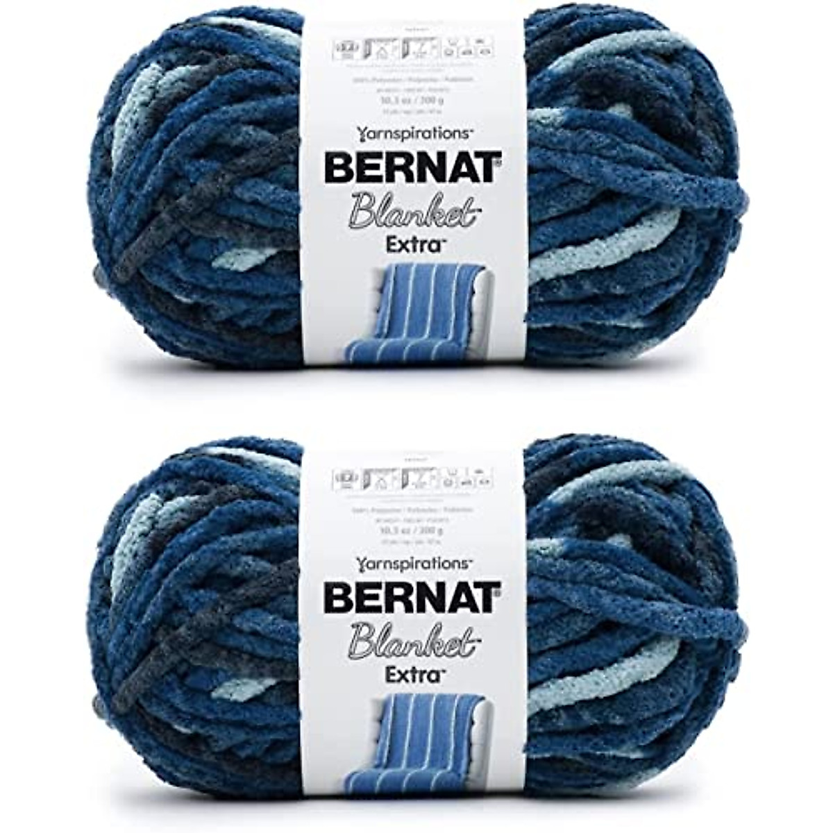 Bernat Blanket Extra Teal Dreams Yarn - 2 Pack of 300g/10.5oz - Polyester - 7 Jumbo - 97 Yards - Knitting, Crocheting, Crafts & Amigurumi, Chunky Chenille Yarn