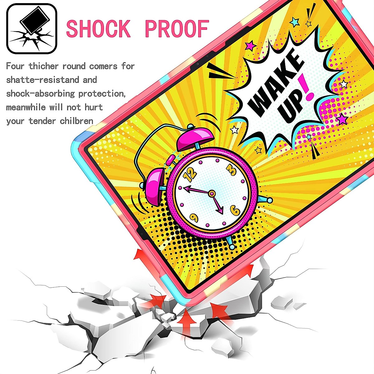 Galaxy Tab S8 Plus Case/Galaxy Tab S7 FE 5G Case Kids/Tab S7 Plus Case 12.4" SM-T738, Dteck Shockproof Case with 360°Swivel Kickstand Case for Samsung Galaxy Tab S8+/Tab S7 FE/Tab S7+, Rainbow & Rose