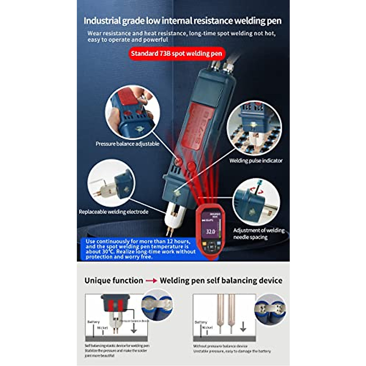 ZCM-JSD 801D Capacitor Energy Storage Welders,Adjustable Pulse Spot Welder W/Smart Control Panel,Portable Pulse Welding Machine for Battery Pack 18650 14500 Lithium Batteries