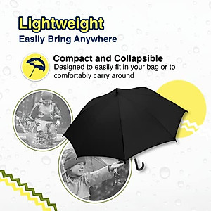 The Weather Station Children's Mini Manual Rain Umbrella, Metal, Windproof, Lightweight, and Packable for Travel, Full 30 Inch Arc, Black