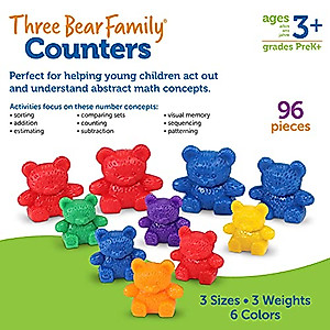 Learning Resources Three Bear Family Counters - 96 Pieces. Ages 3+ Preschool Learning Toys, Counting Toys for Toddler, Social Emotional Learning Toys, Therapy Tool,Back to School Gifts