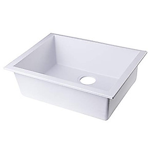 ALFI brand AB2420UM-W Undercount Single Bowl Granite Composite Kitchen Sink, 24", White