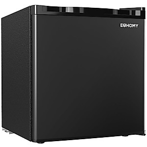 EUHOMY 1.7 Cu.Ft Mini Fridge with Freezer, Reversible Single Door Compact Refrigerator, Adjustable Thermostat, Energy Saving, Mini Fridge for Bedroom, Office, Dorm, Black