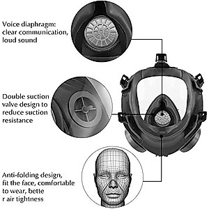 Holulo Full Face Cover Gas Mask for Panit,Full Face Respirator Reusable Organic Vapors Safety Respirator Cover