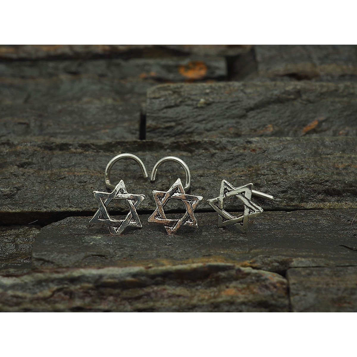 Studs Star of David Nose, 925 Sterling Silver Nose, Jewelry Nose, Body Piercing Jewelry, Nose Piercing, Body Jewelry (20g L Bend)